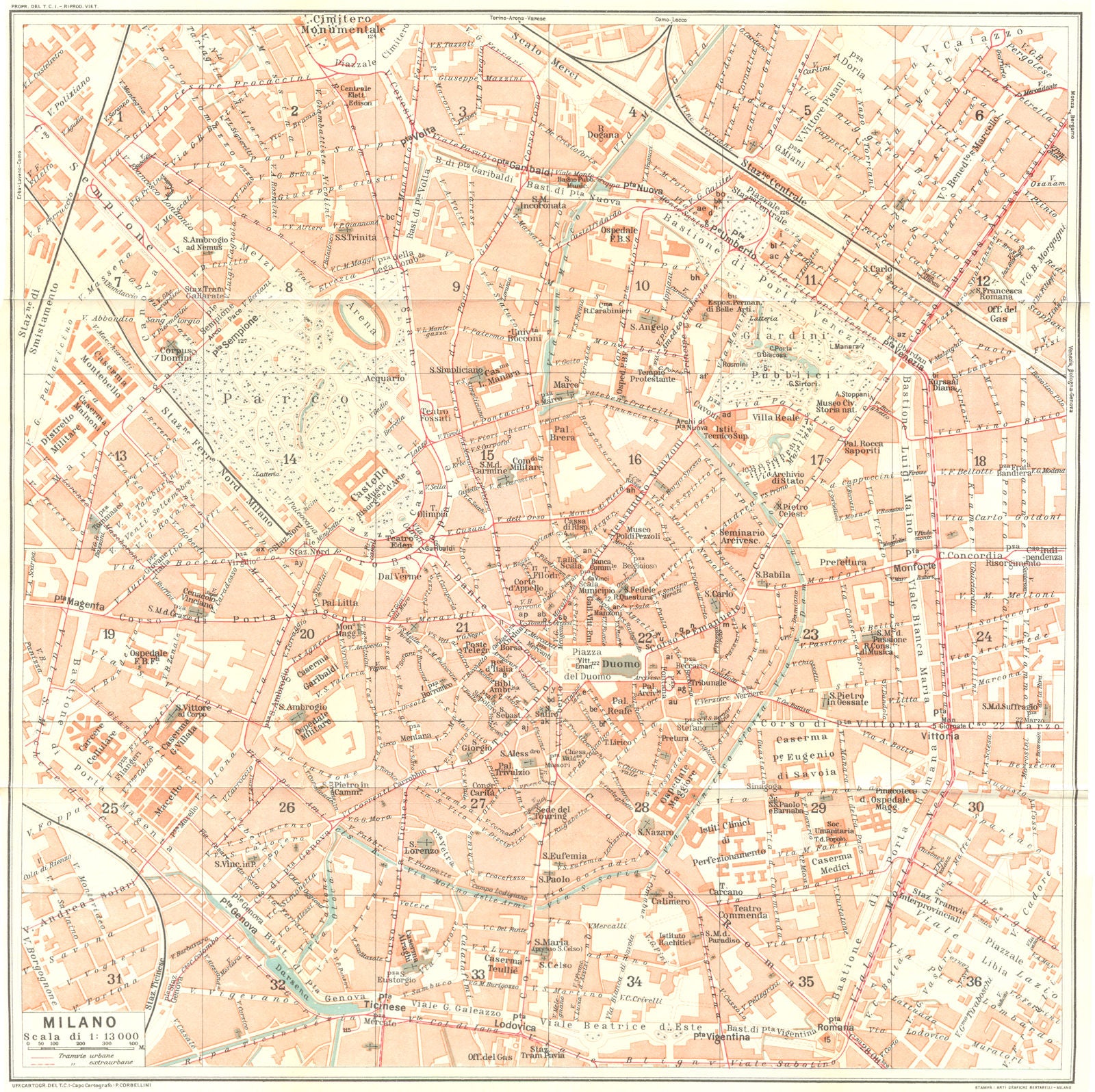 MILAN MILANO. Vintage town city map plan. Italy 1927 old vintage chart ...