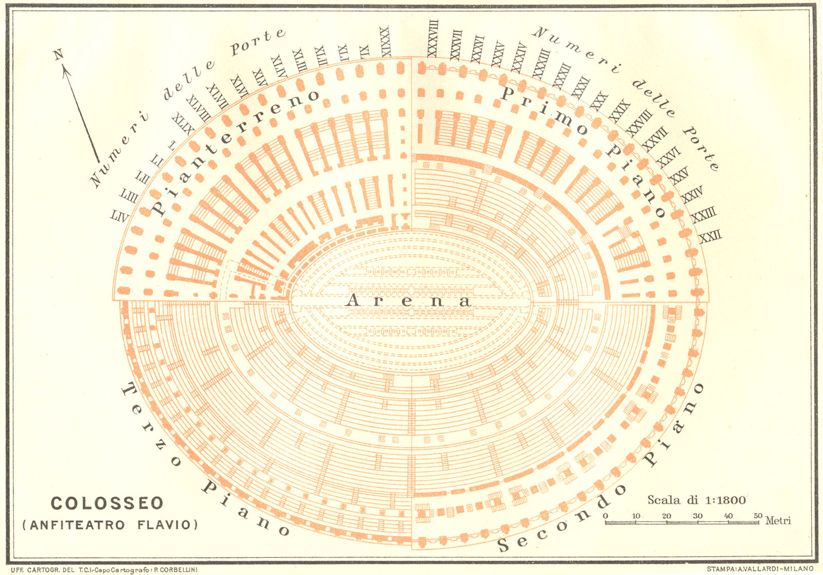 ROME. Colosseo 1925 old vintage map plan chart – Antiquemapsandprints.com