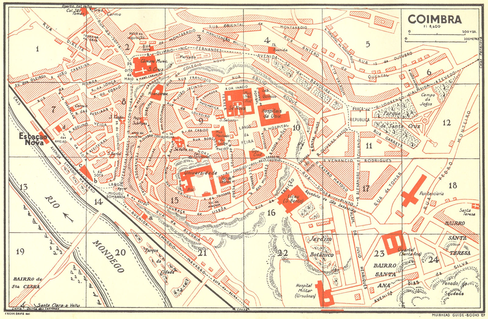 PORTUGAL. Coimbra 1929 old vintage map plan chart ...