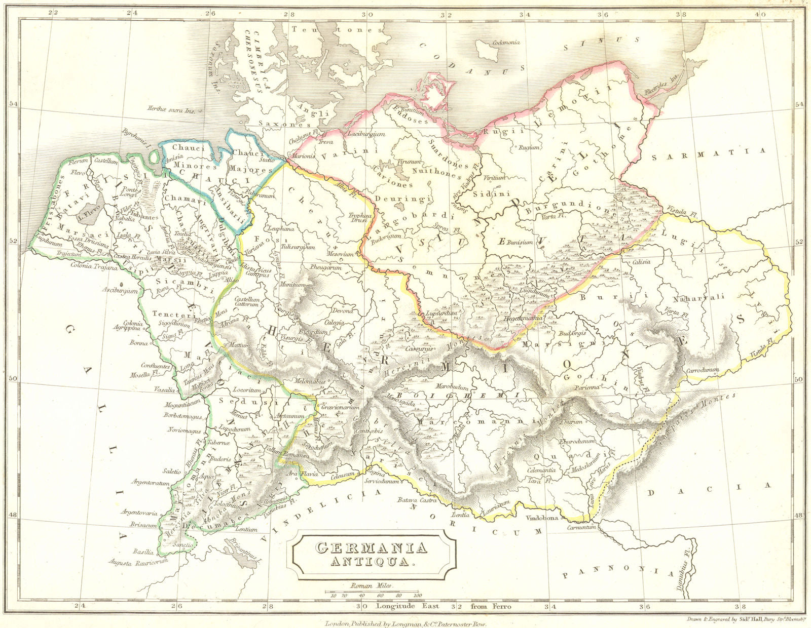 GERMANY. Germania Antiqua 1847 old antique vintage map plan chart ...