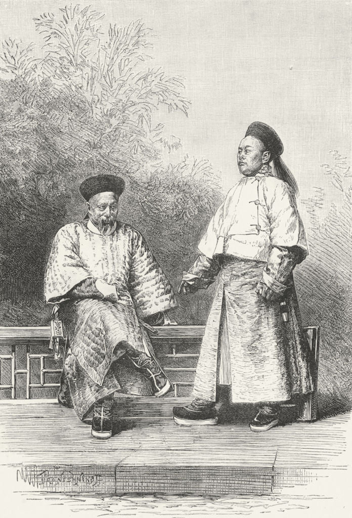 CHINA. Manchu Ministers-Chiefs of Banners c1885 old antique print ...