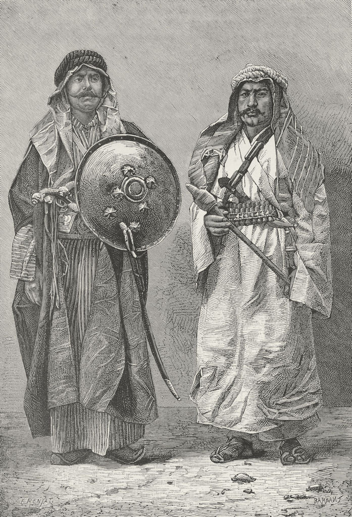 IRAQ. Types & costumes-Arabs of Baghdad c1885 old antique print picture ...