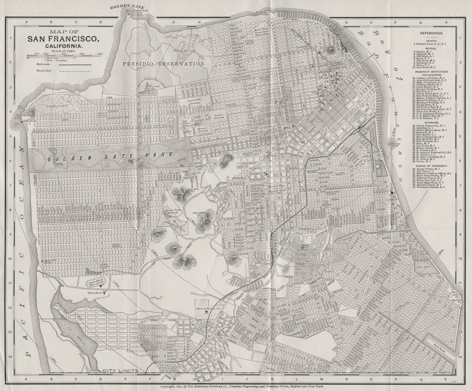 SAN FRANCISCO, CALIFORNIA. City town map plan 1893 old antique chart ...