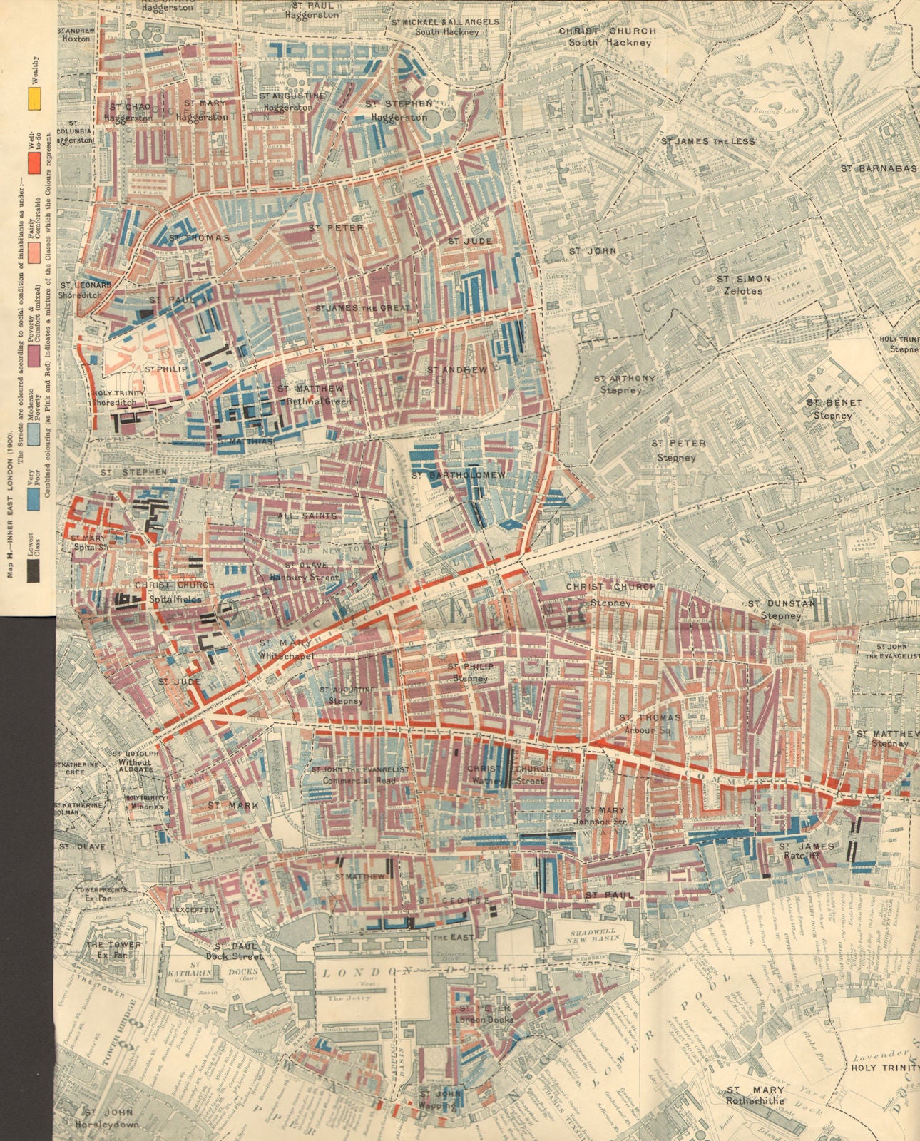 CHARLES BOOTH POVERTY MAP Wapping Whitechapel Shoreditch Bethnal Green ...