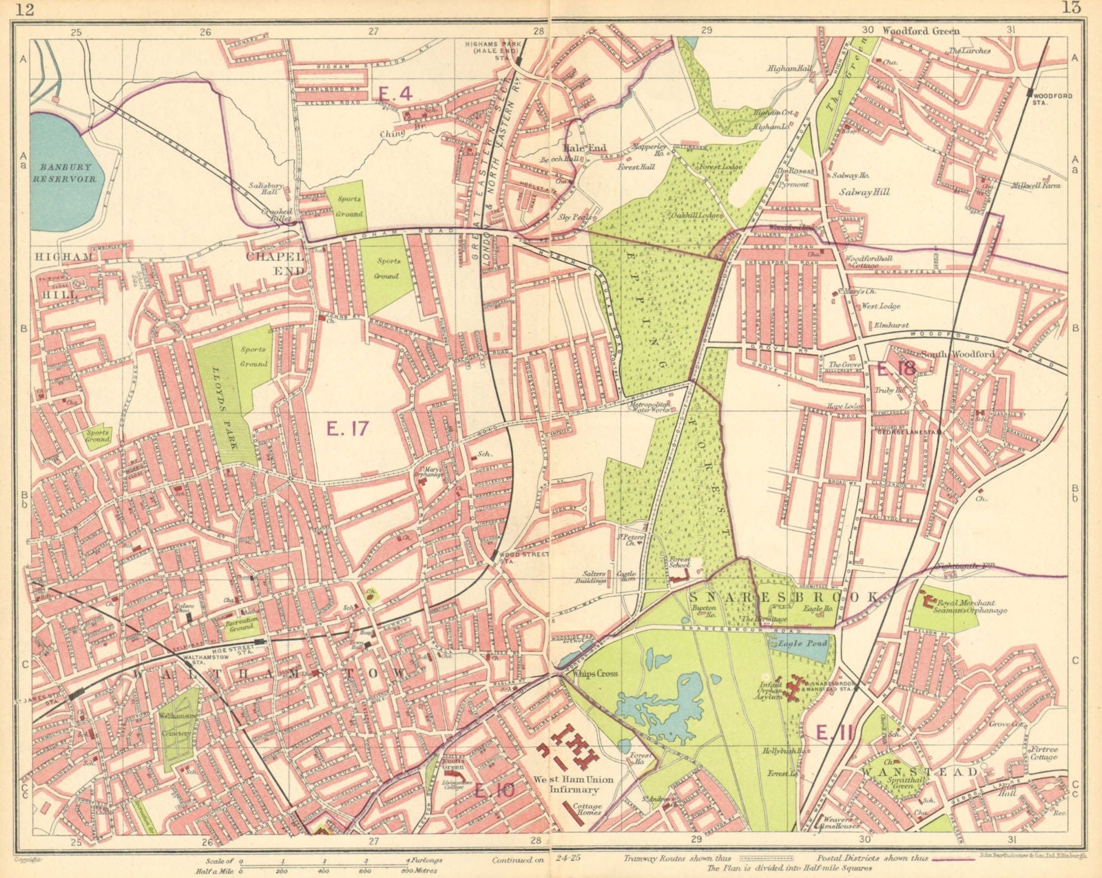 LONDON NE.Walthamstow Snaresbrook Wanstead Higham Hill Woodford Green ...