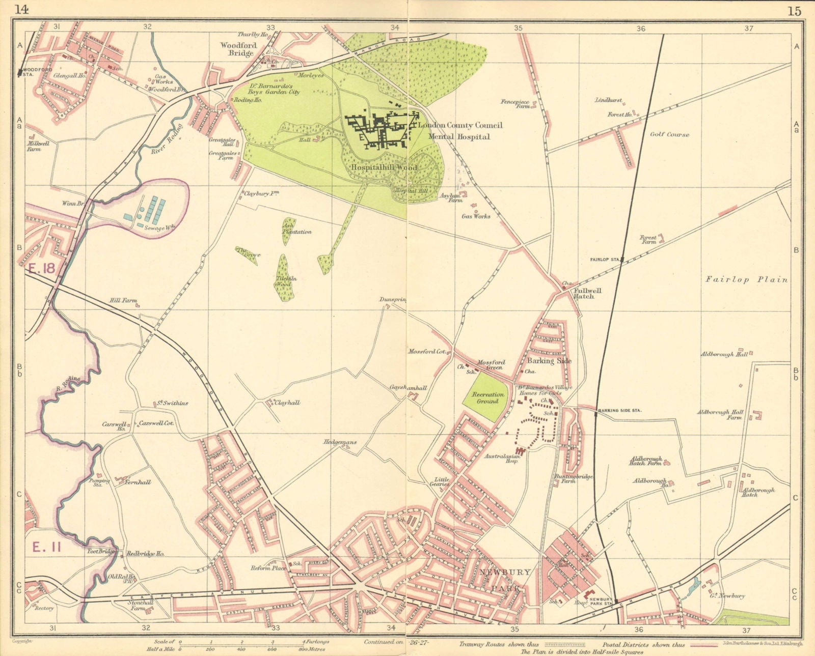 LONDON NE.Fulwell Cross Barkingside Fairlop Newbury Park Woodford Brg ...
