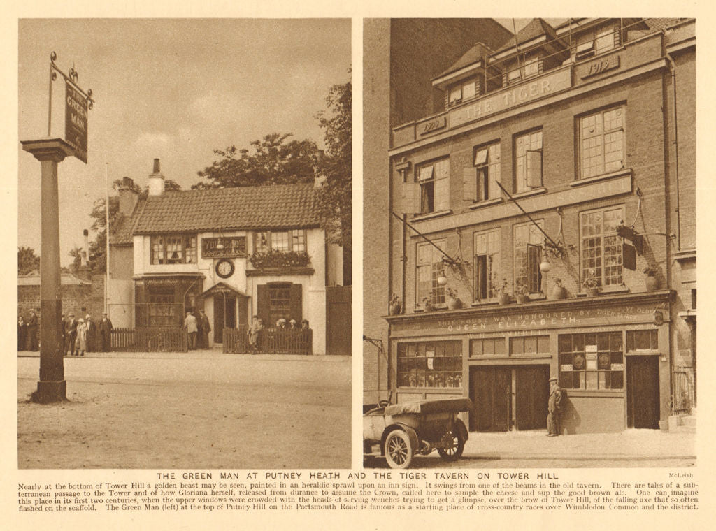 The Green Man at Putney Heath. Tiger Tavern on Tower Hill 1926 old ...