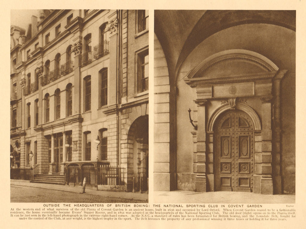 British Boxing headquarters. National Sporting Club, Covent Garden 1926 ...