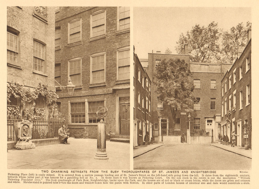 Pickering Place, St. James's and Park Row, Knightsbridge 1926 old print ...
