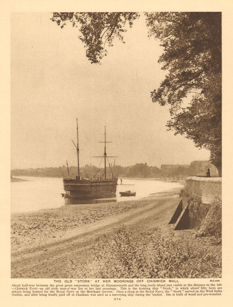 The ''Stork'' training ship at her moorings off Chiswick Mall. Eyot ...