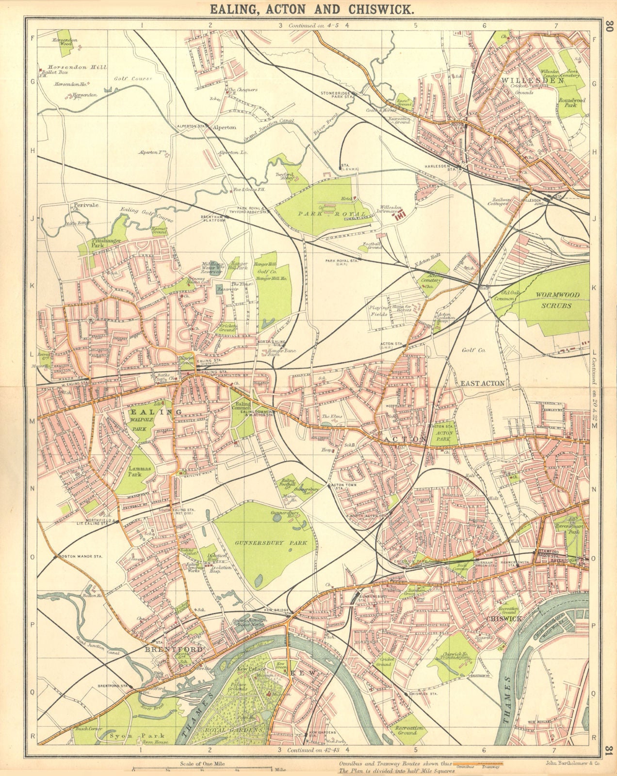 LONDON W. Ealing Acton Chiswick Kew Brentford Willesden Alperton 1917 ...