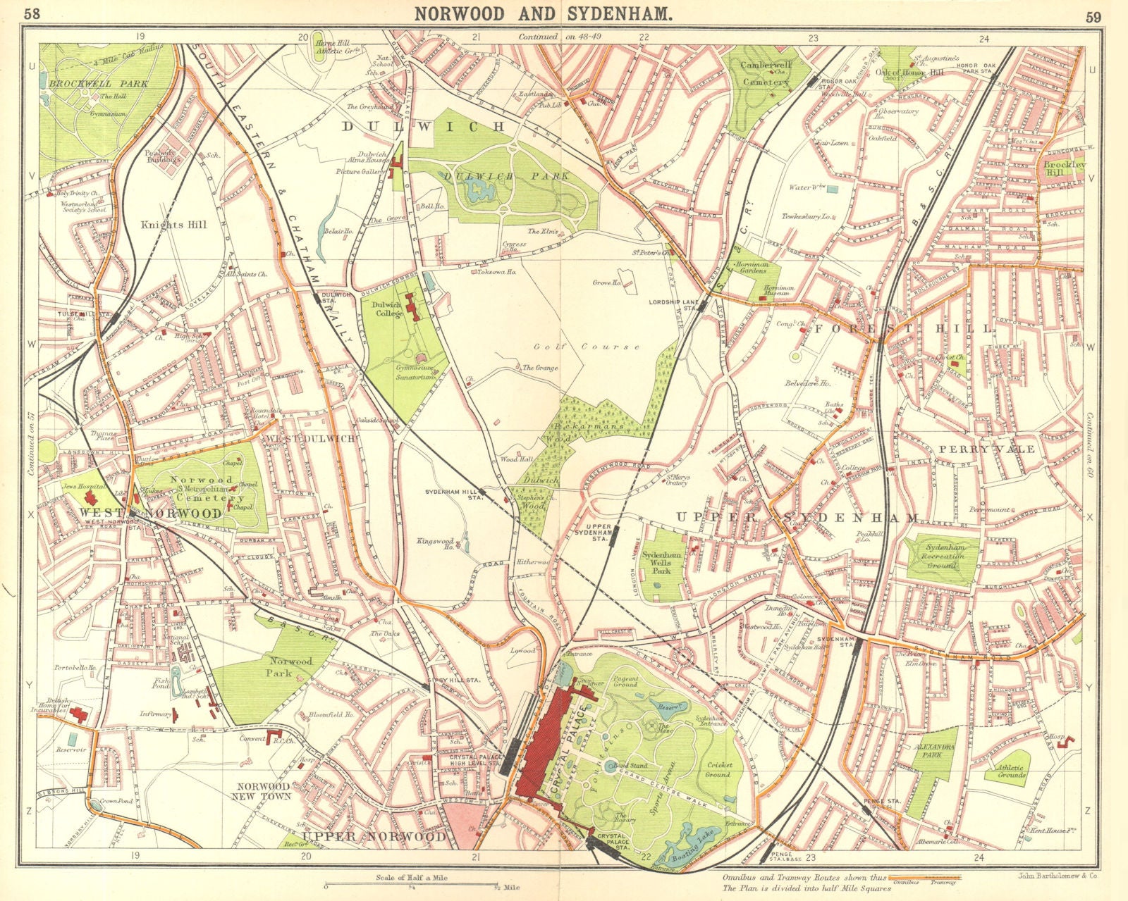 LONDON S. Norwood Sydenham Dulwich Forest Hill Penge Perryvale 1917 old ...