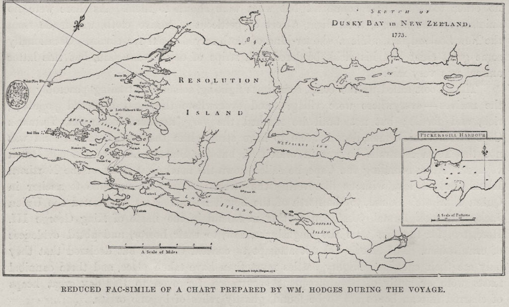Reduced Facsimile of William Hodges chart. Explorers. New Zealand 1890 ...