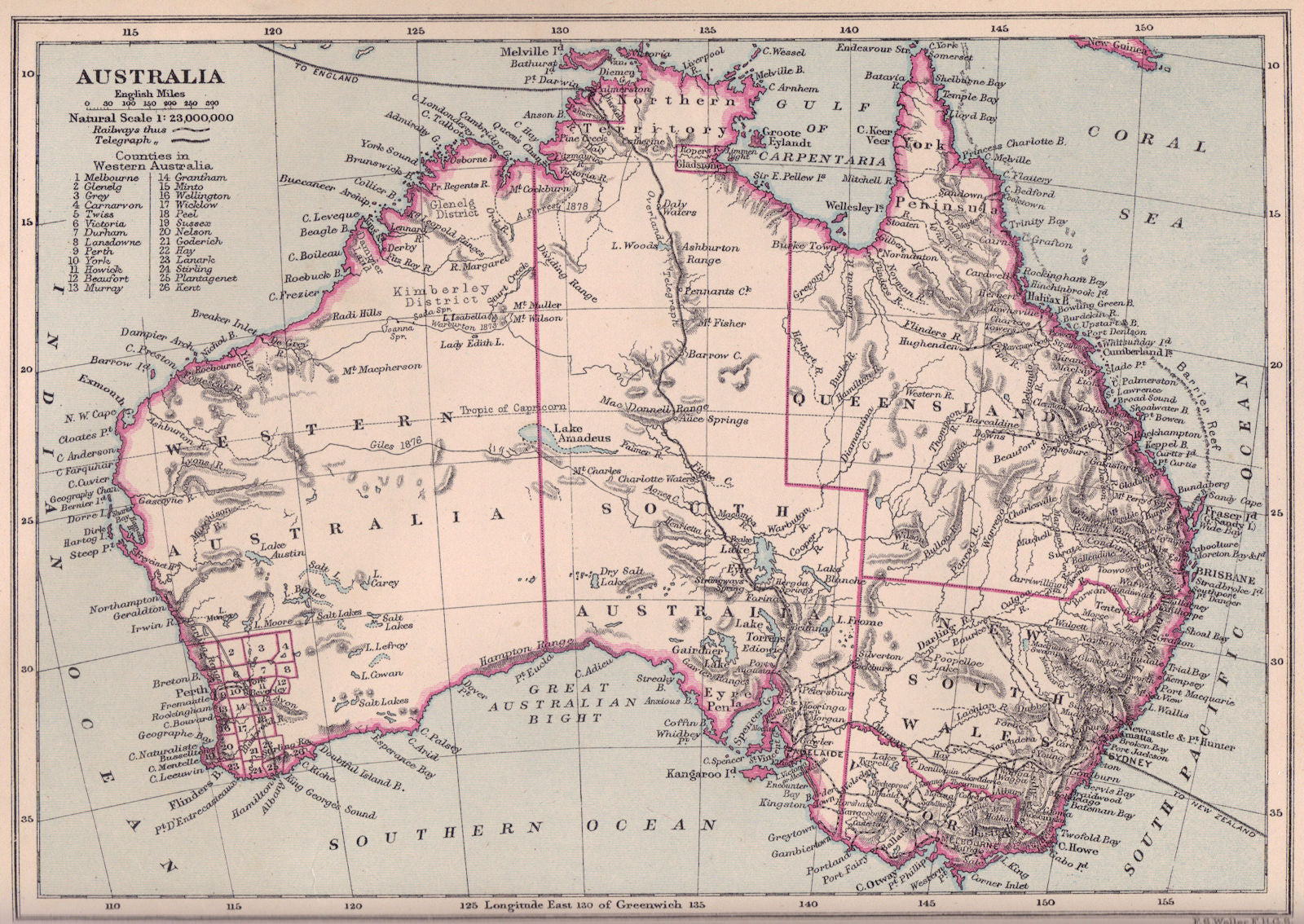 Map of Australia. Sydney. Australia 1890 old antique vintage plan chart ...