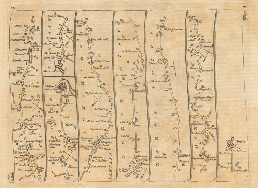Warrington Chester Manchester Stockport Buxton Derby. KITCHIN road map ...