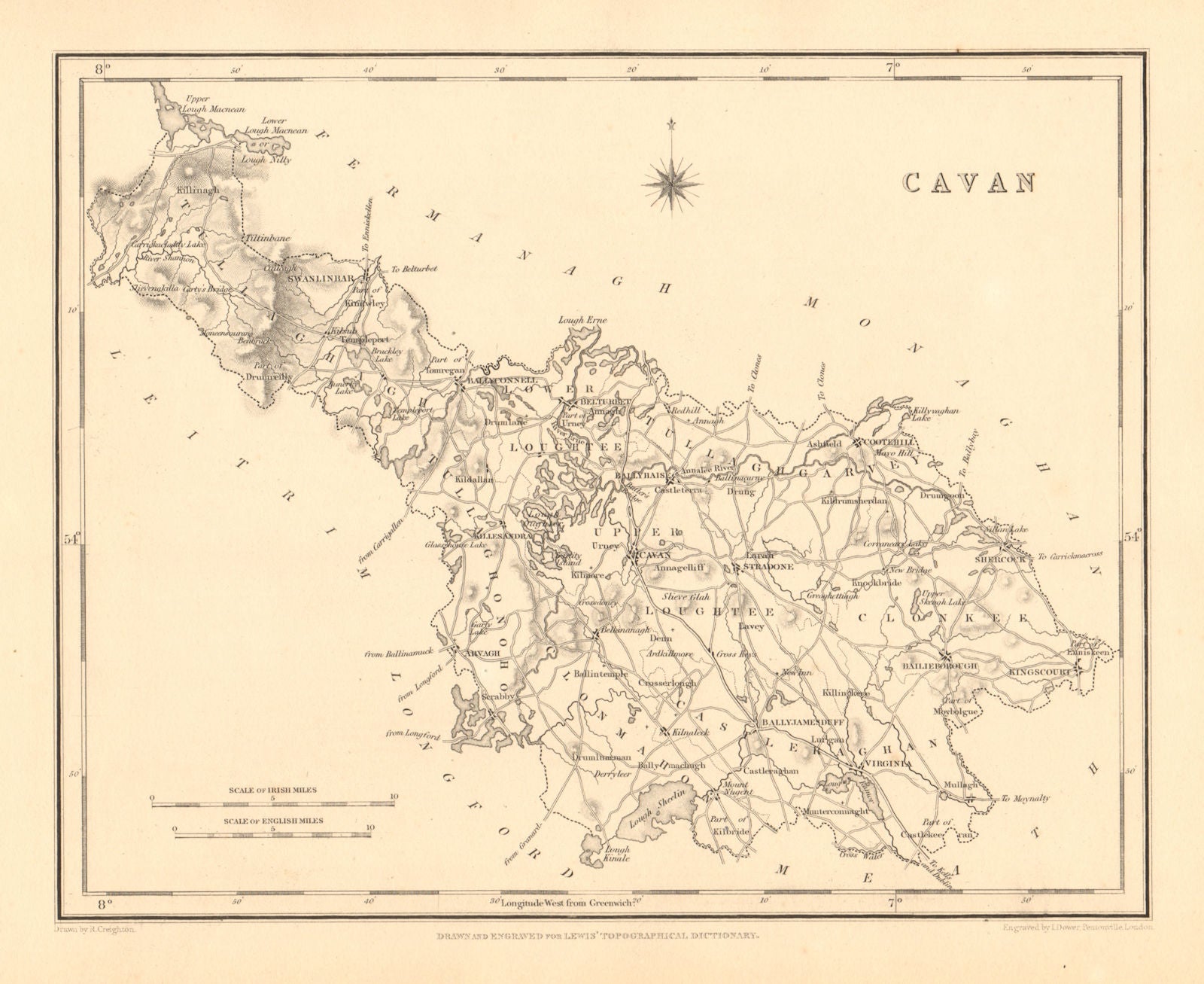 COUNTY CAVAN antique map for LEWIS by CREIGHTON & DOWER - Ireland 1846 ...