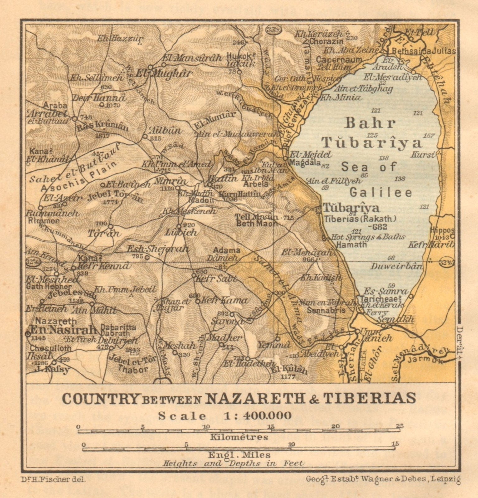 Country between Nazareth & Tiberias. Sea of Galilee. Israel. SMALL 1912 ...