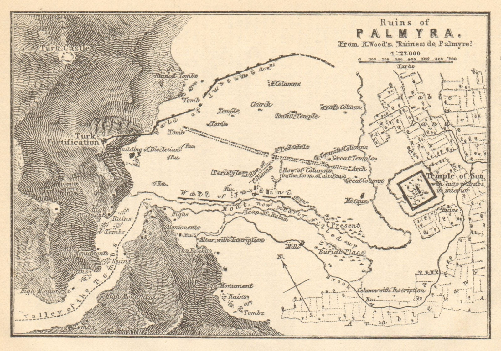 Plan of the ruins of Palmyra. Syria 1912 old antique vintage map chart ...