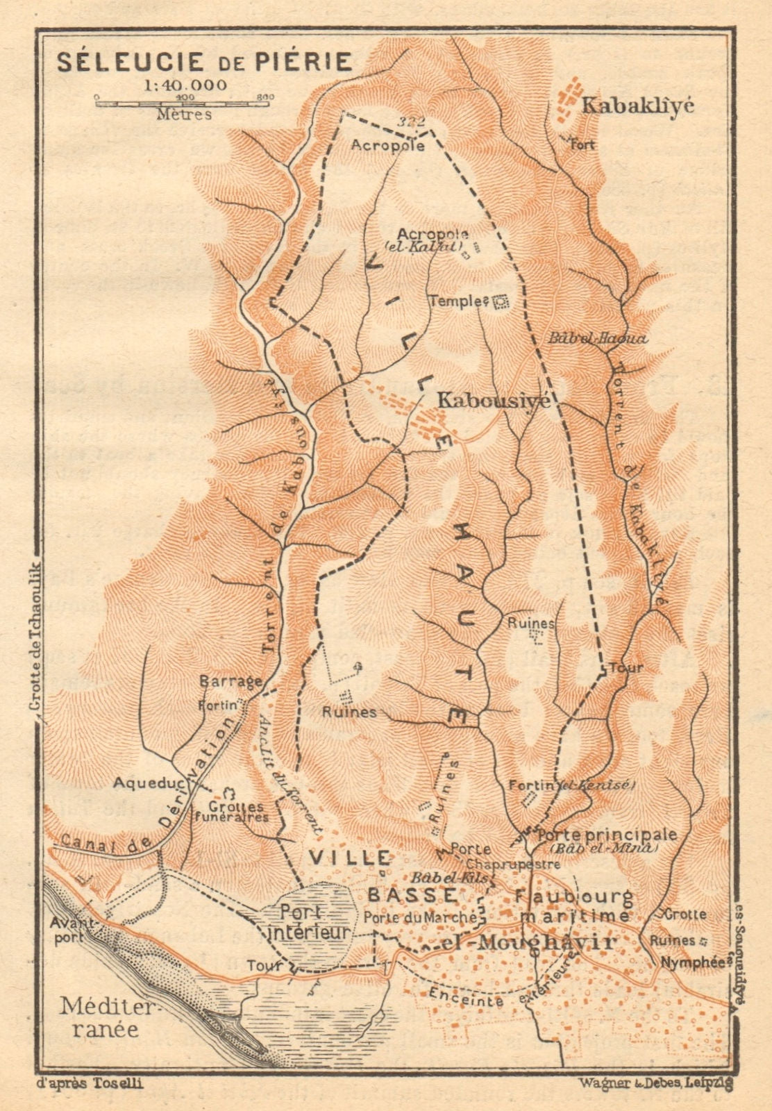Seleucia in Pieria. Samandag. Turkey 1912 old antique vintage map plan ...