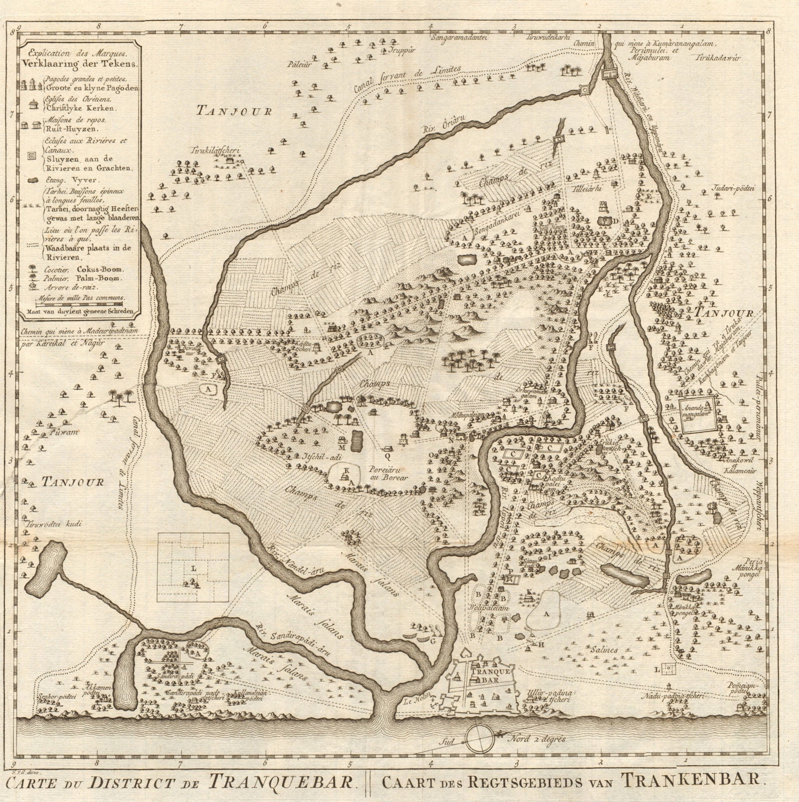 'Carte du District de Tranquebar'. Tharangambadi, India. BELLIN/SCHLEY ...