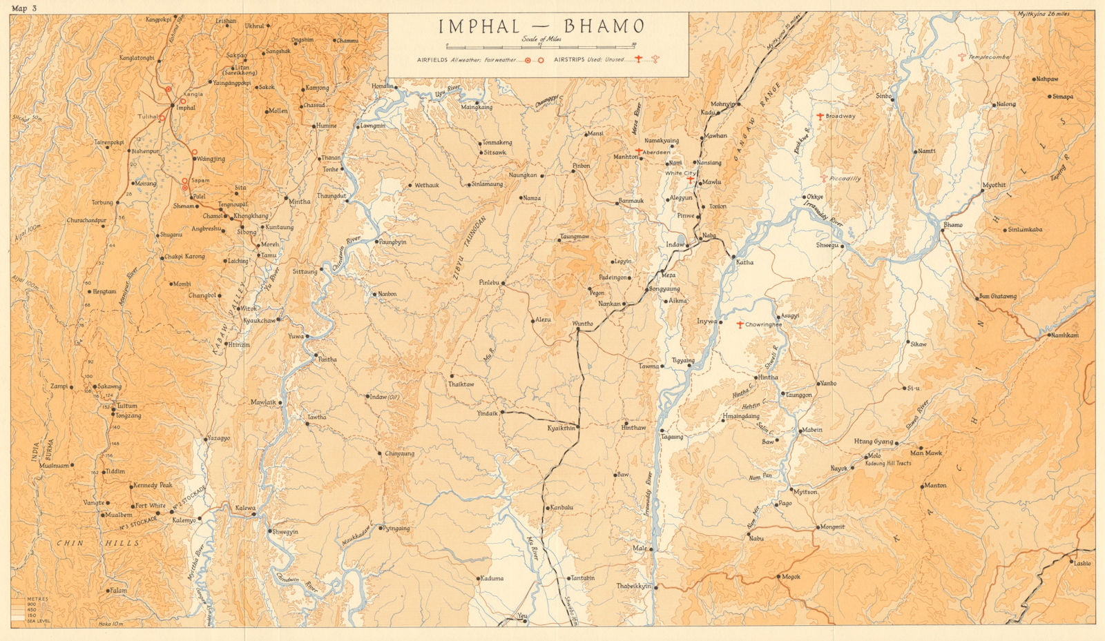 Imphal-Bhamo 1943/44. Burma Manipur India. Airfields. World War 2 1961 ...