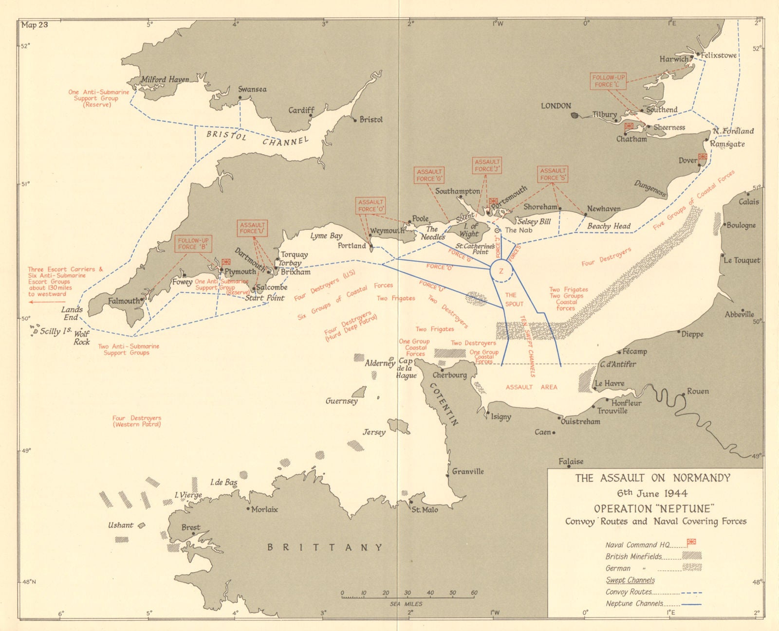 D-Day Operation Neptune 6 June 1944 Convoy routes Naval covering forces ...