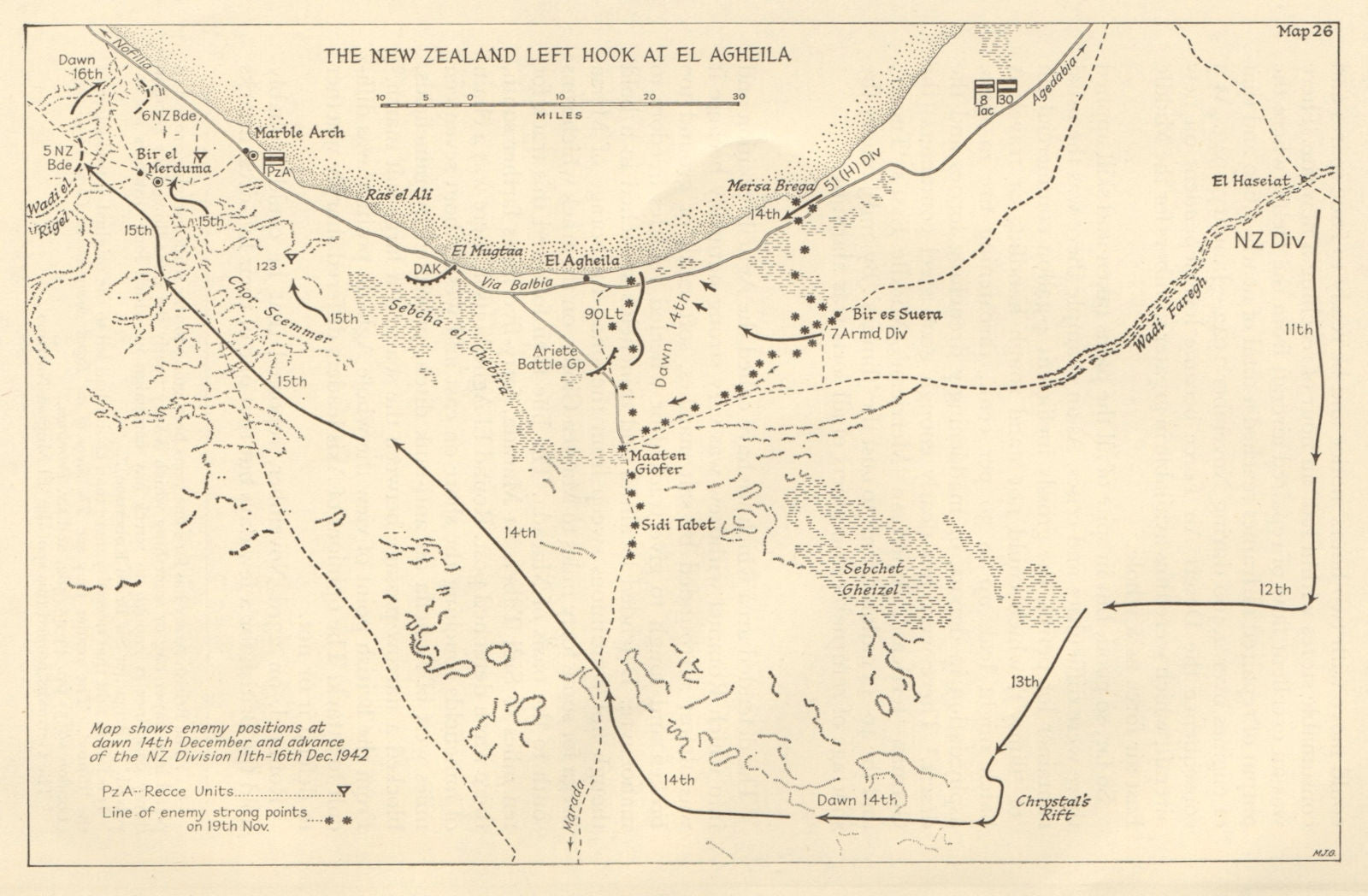 Battle of El Agheila. New Zealand left hook 11-16 December 1942. Libya ...