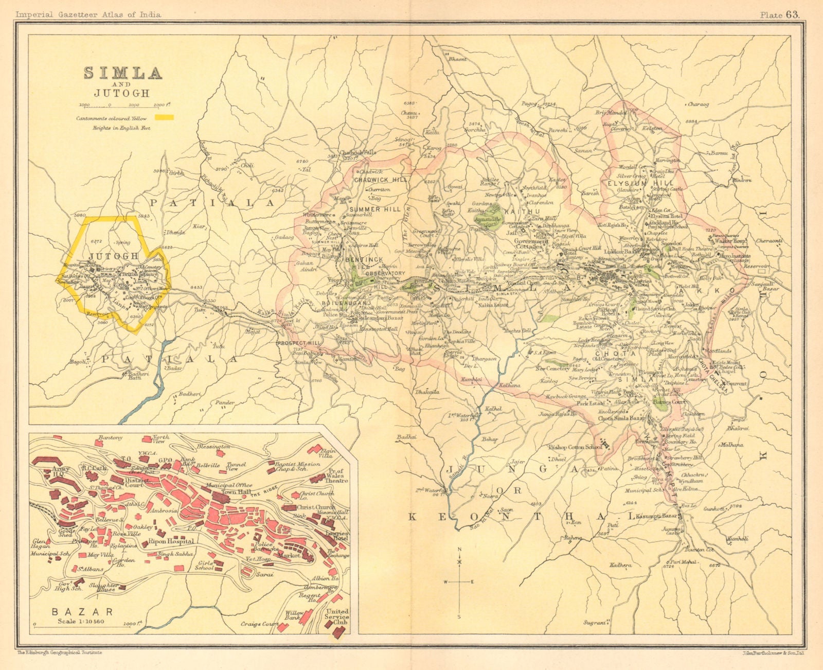 Simla / Shimla & Jutogh cantonment. Lakkar Bazaar. British India 1931 ...