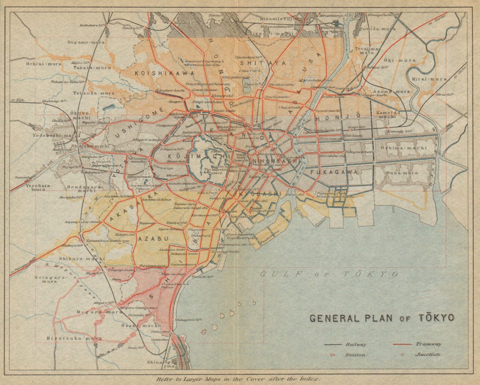 General city plan of Tokyo. Japan 1914 old antique vintage map chart ...