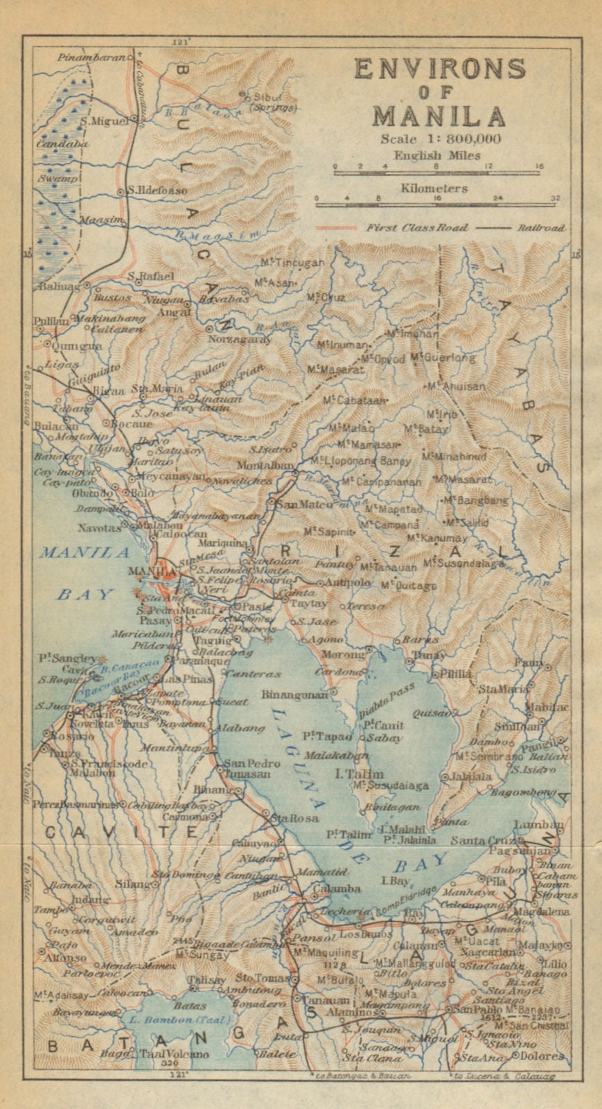Manila & environs. Luzon. Philippines 1920 old antique vintage map plan ...