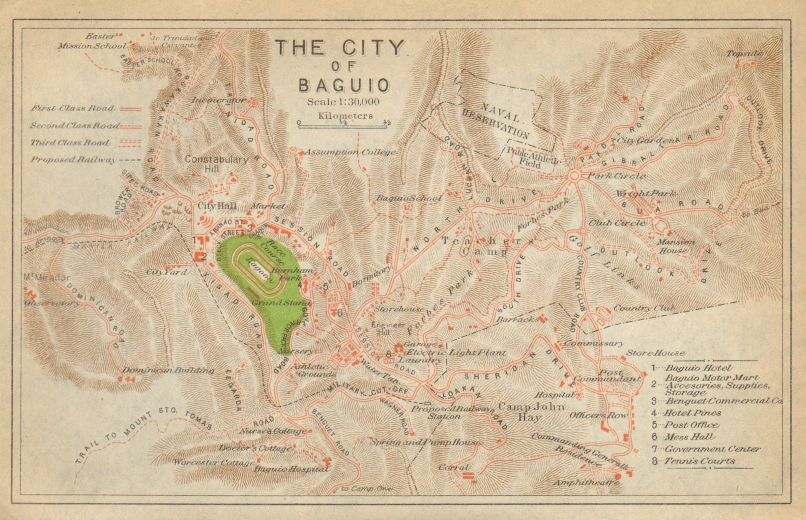 The City of Baguio town plan. Luzon. Philippines 1920 old antique map ...