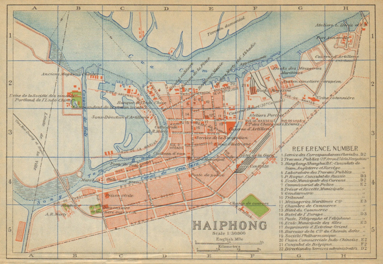 Haiphong antique town city plan. Hai Phong. Vietnam 1920 old map chart ...