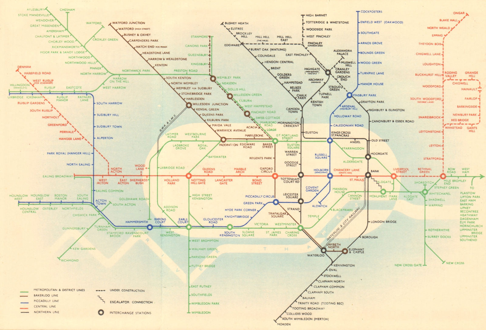 LONDON UNDERGROUND tube map plan diagram. Northern Heights SCHLEGER ...