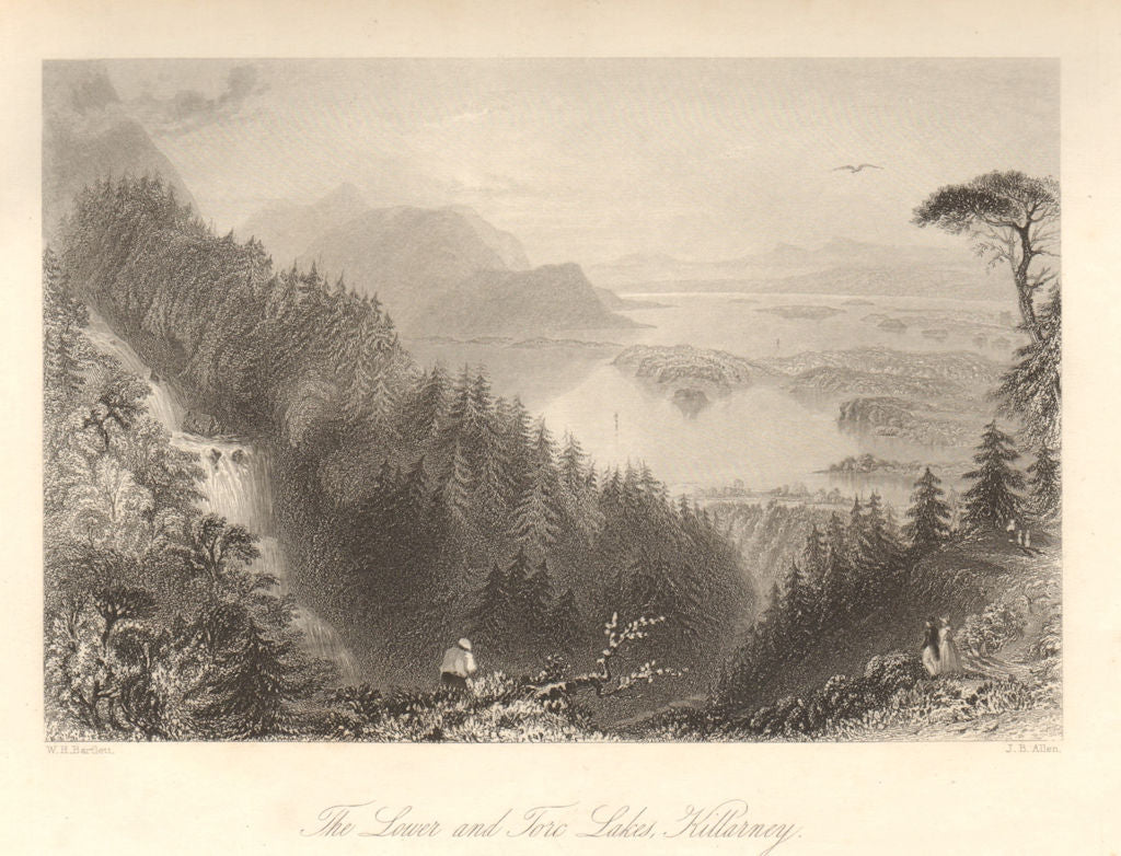 The Lower / Leane and Torc Lakes, Killarney, from Torc Waterfall ...