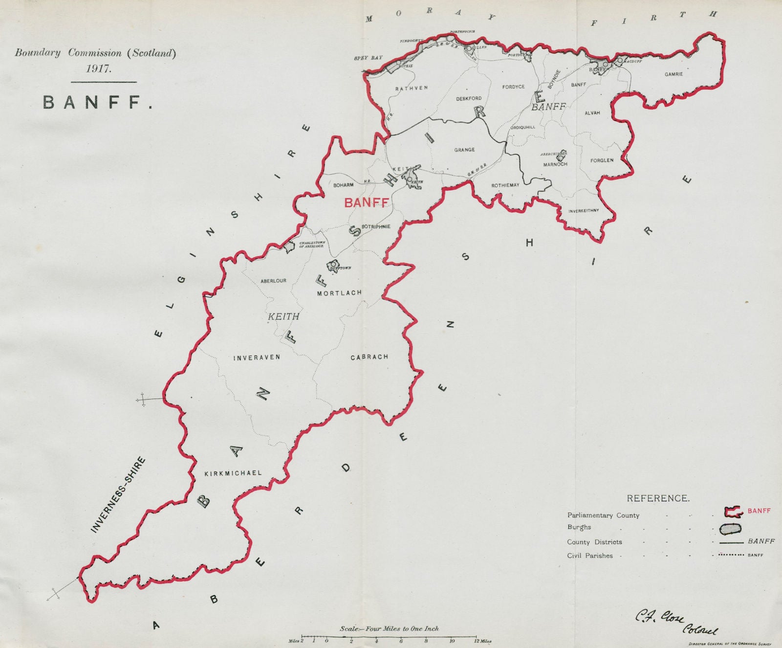 Banff Parliamentary County. Scotland. BOUNDARY COMMISSION. Close 1917 ...