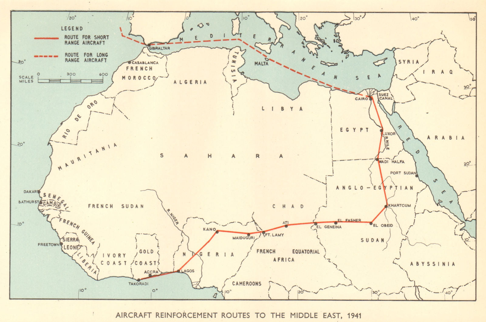 Middle East aircraft reinforcement routes 1941 Takoradi WW2 RAF 1953 ...