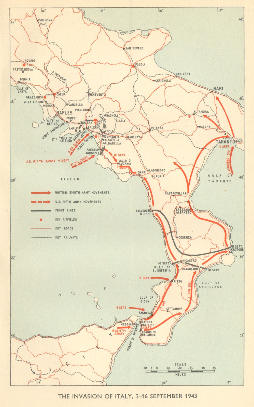 Invasion of Italy September 1943. World War 2 Salerno Taranto Calabria ...