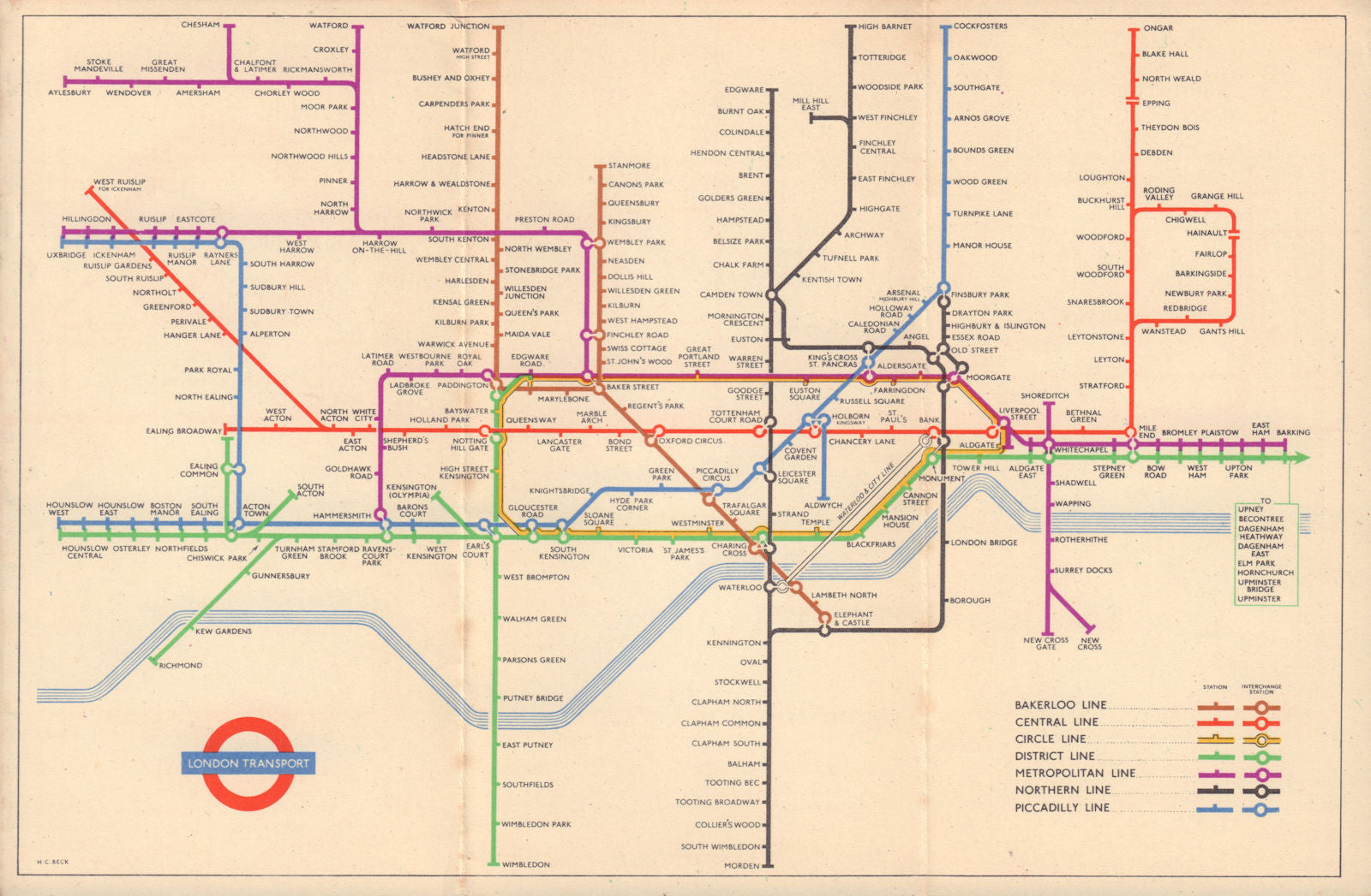 LONDON UNDERGROUND tube map plan. Epping - Ongar. South Acton. HARRY ...