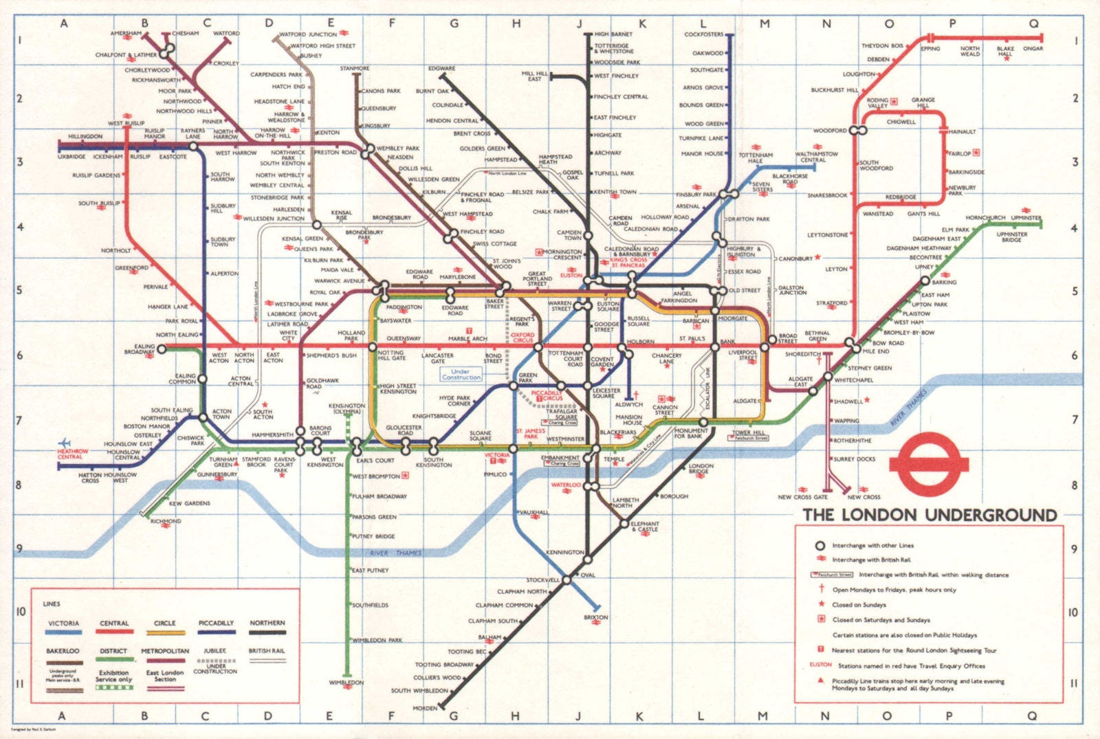 LONDON UNDERGROUND tube map plan. Jubilee line u/c Heathrow open ...