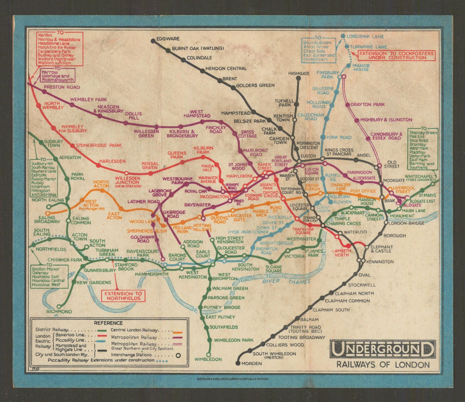 LONDON UNDERGROUND tube map diagram plan. Piccadilly extension ...