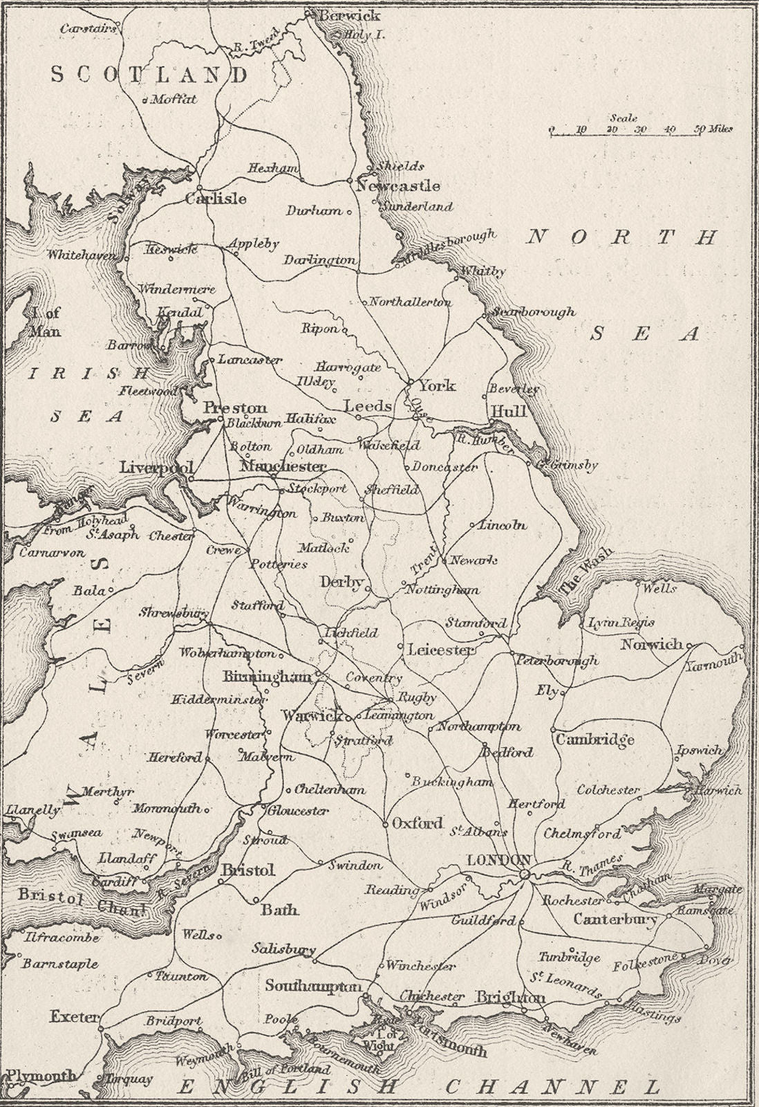 UK. Sketch map of England and Wales 1874 old antique vintage plan chart ...