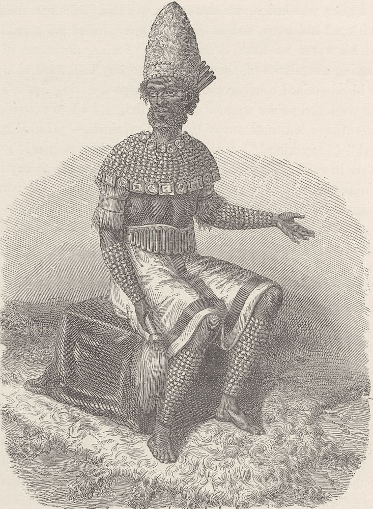 CONGO. Kazembe, or King of Lunda, South of Lake Mweru 1891 old antique ...