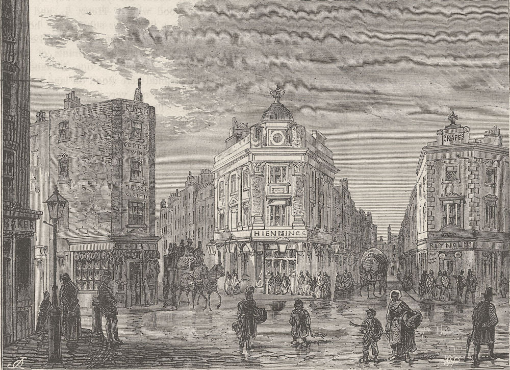 ST.GILES'S-IN-THE-FIELDS. Seven dials. London c1880 old antique print ...