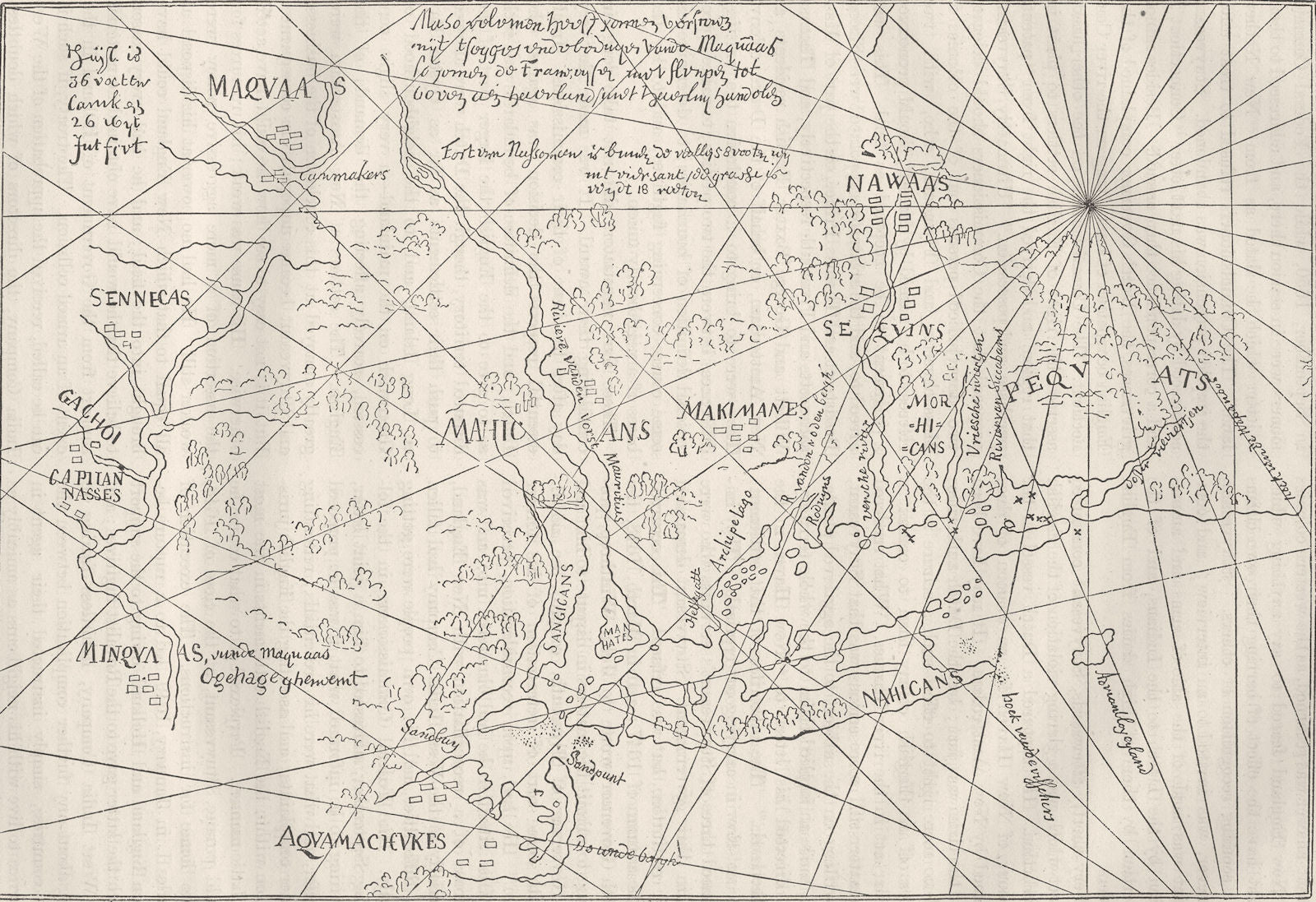 NEW ENGLAND. Earliest New Netherlands map(Hague) c1880 old antique ...