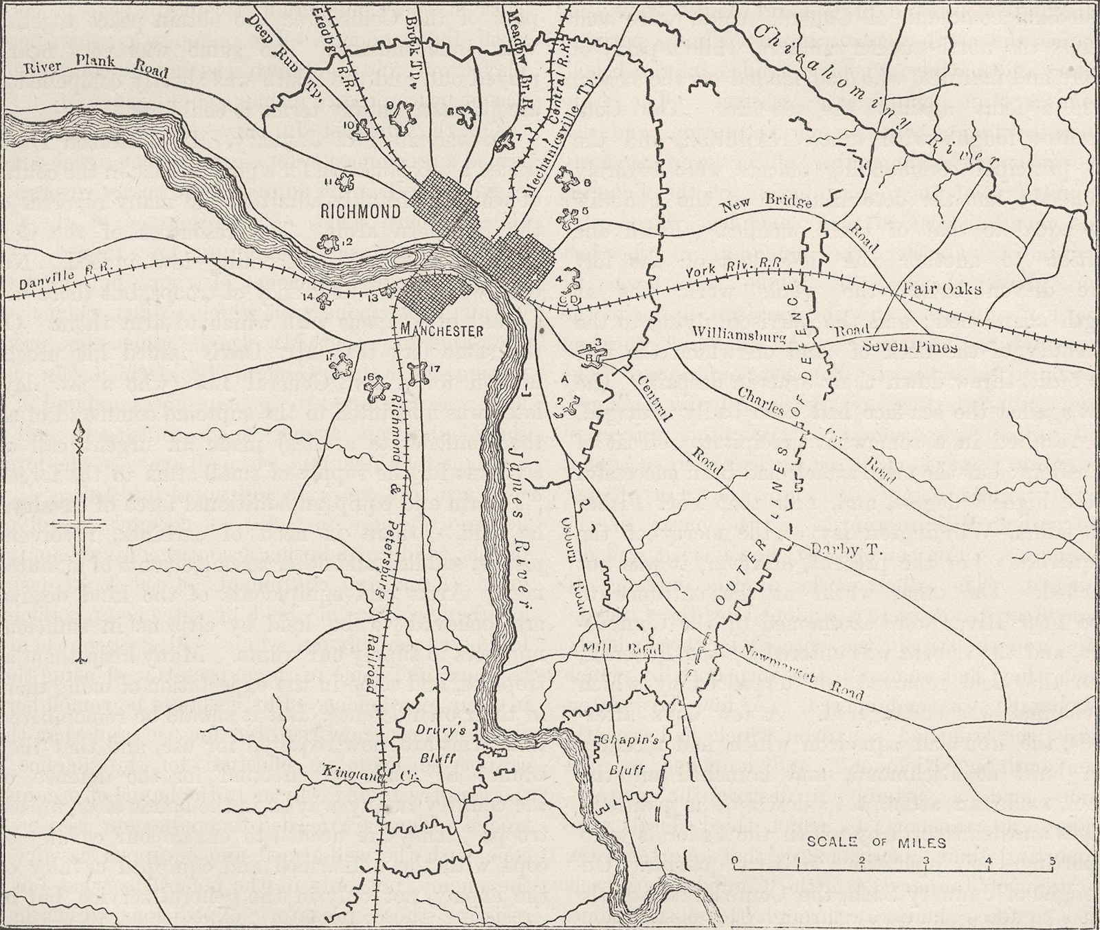 VIRGINIA. Civil War. Plan of Richmond & area c1880 old antique map ...