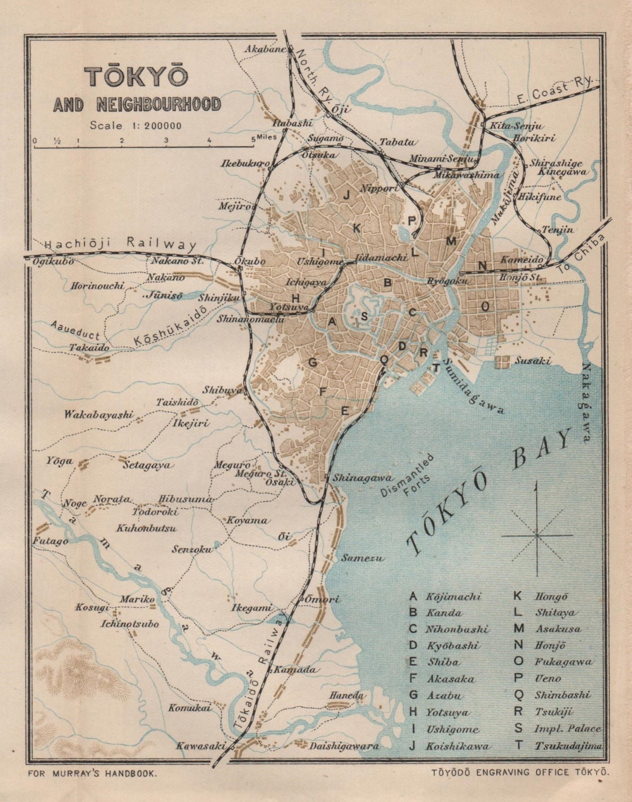 JAPAN. Tokyo & environs 1907 old antique vintage map plan chart ...