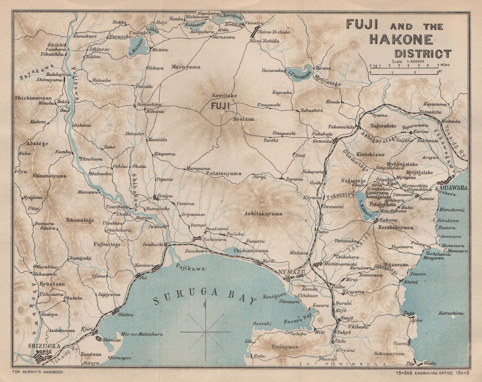 JAPAN. Fuji & Hakone District 1907 old antique vintage map plan chart ...