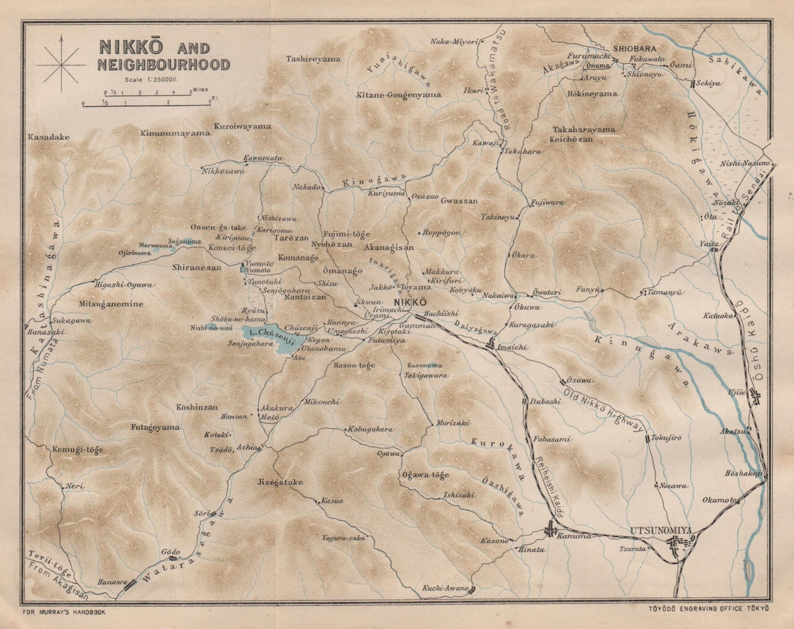 JAPAN. Nikko & environs 1907 old antique vintage map plan chart ...