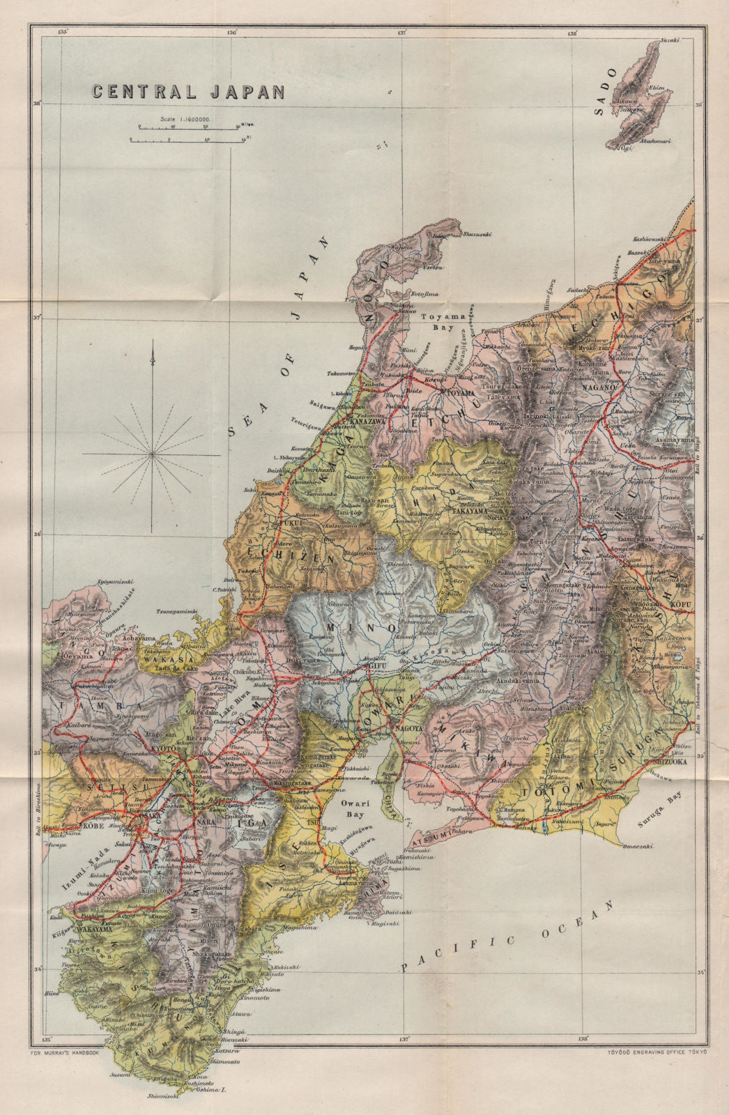 JAPAN. Central 1907 old antique vintage map plan chart ...