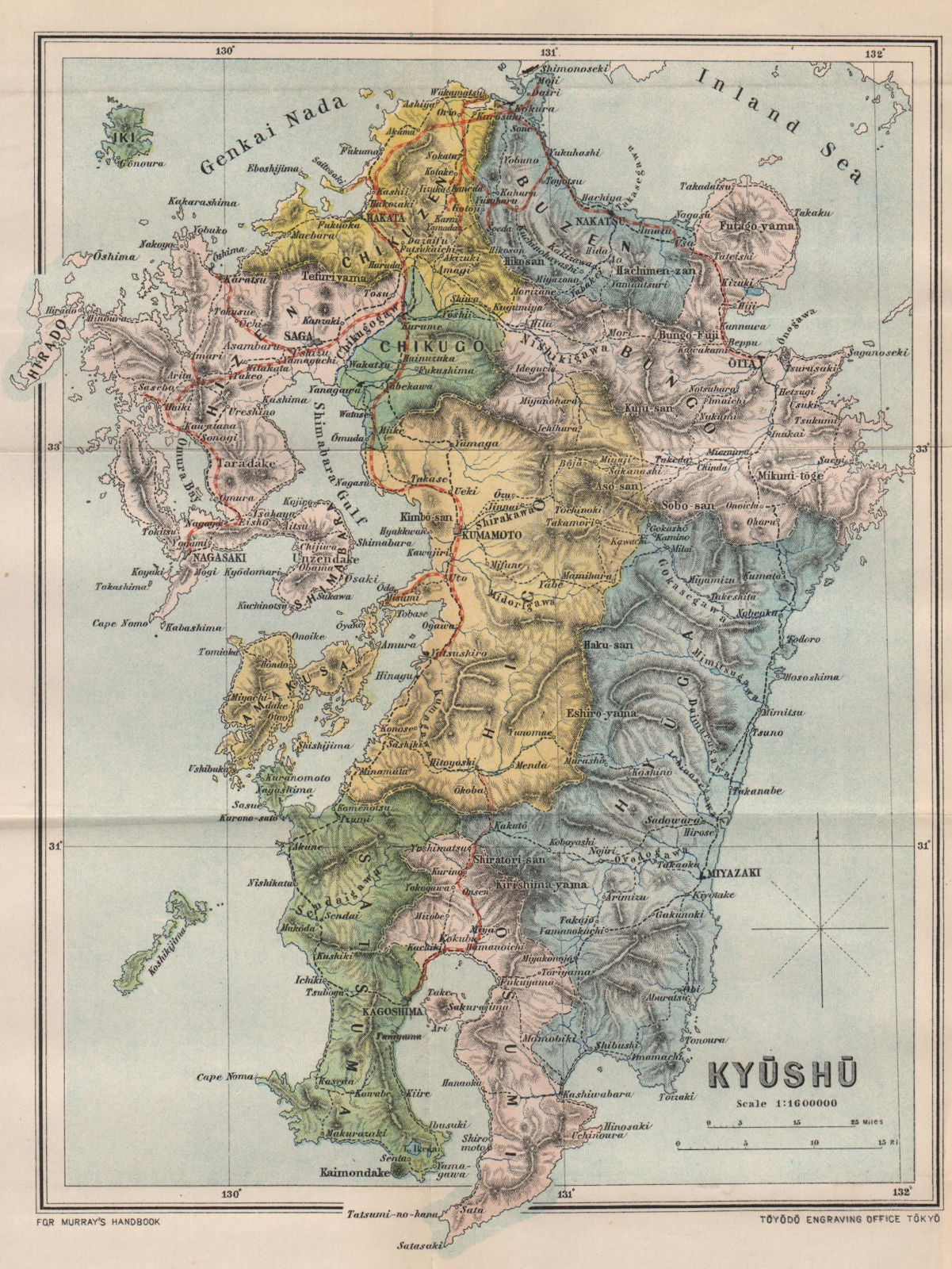 JAPAN. Kyushu & Islands 1907 old antique vintage map plan chart ...